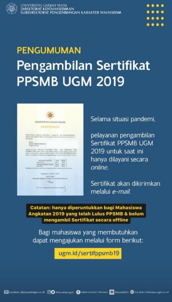 Pengambilan Sertifikat PPSMB UGM 2019 – http://dbsmb.sv.ugm.ac.id/